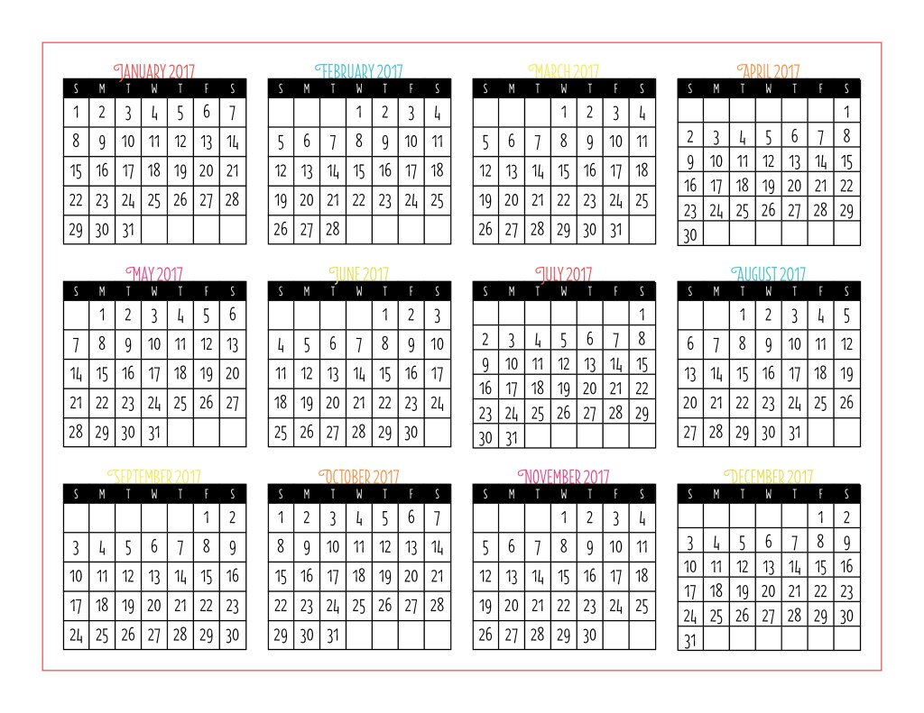 2017 Mutual Theme Calendars: Editable PDF & JPEGS [Horizontal] – Hang a ...