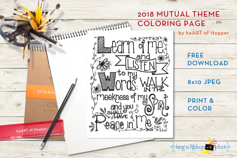 2018 Mutual Theme Coloring Page [Free Download] – Hang a Ribbon on the Moon