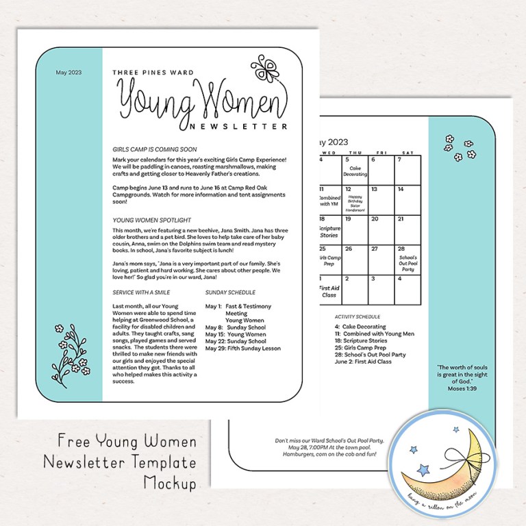 Lively Blooms: A Year’s Worth of Young Women Newsletter Templates ...