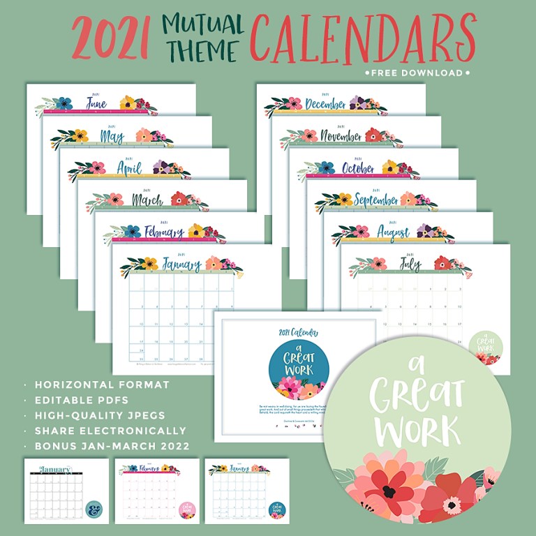 2021 Youth Theme A Great Work Calendars: Editable PDF & JPEG ...
