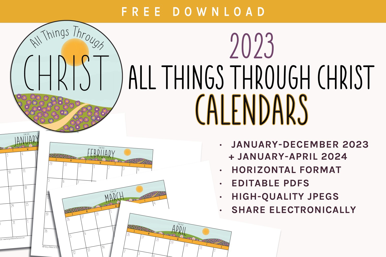 2023 Youth Theme All Things Through Christ Calendars: Editable PDF ...